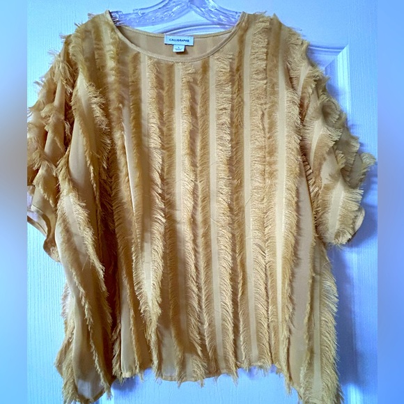 Calligraphie | Tops | Calligraphie Fun Whimsical Yellow Fringe Top With ...